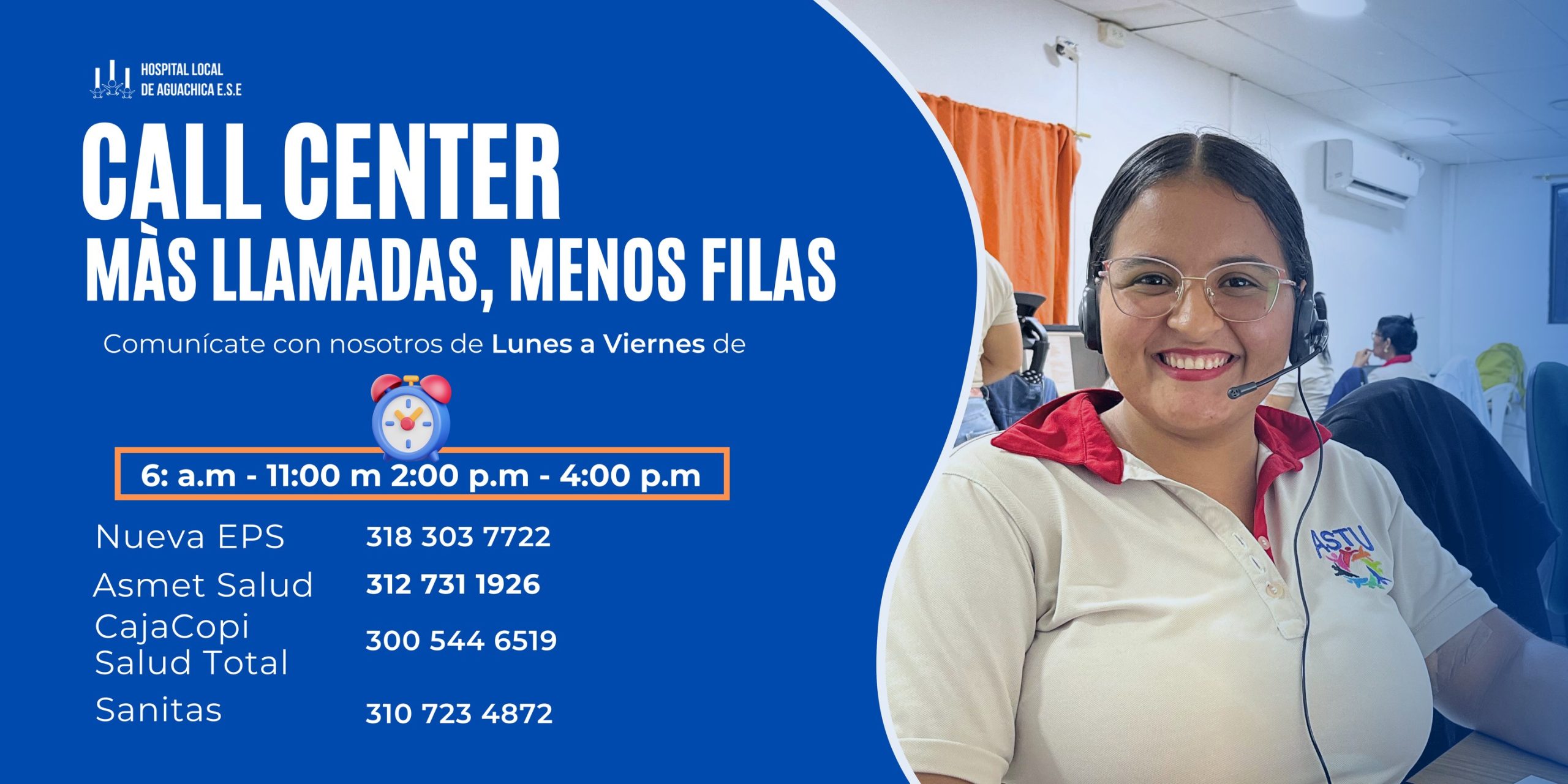 ¡Conoce los servicios de nuestro Call Center! - Hospital Local de Aguachica
